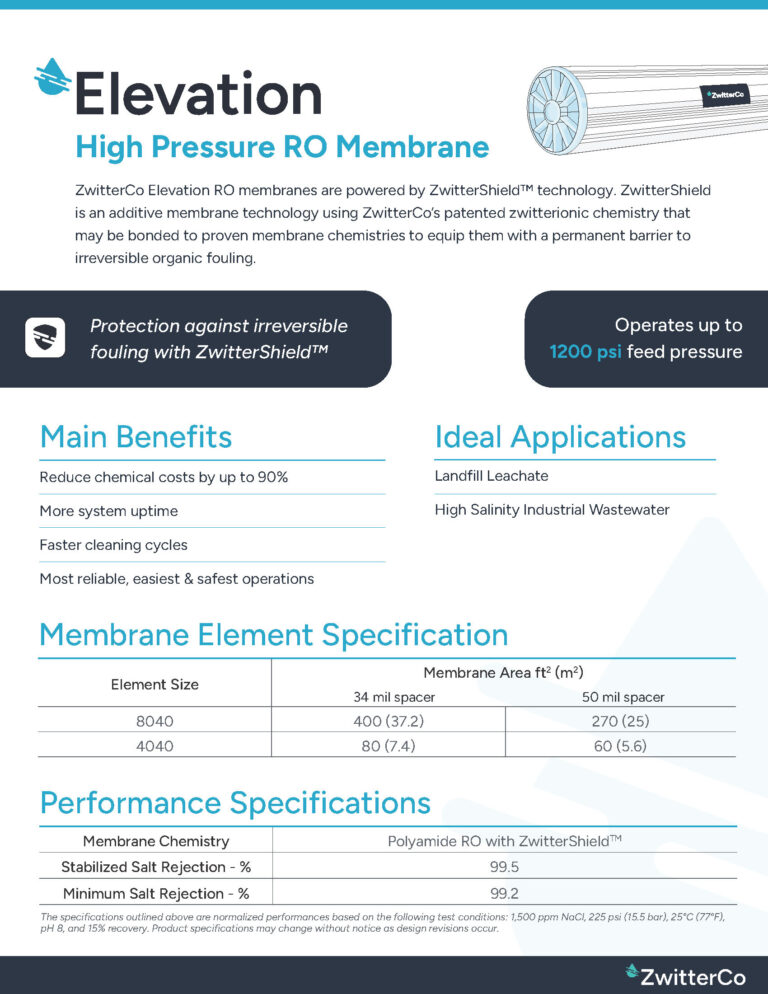 Elevation High Pressure RO Data Sheet - ZwitterCo
